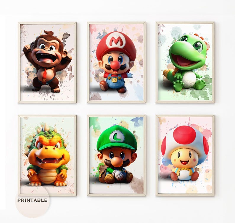 6 Posters of Mario Characters, Yoshi & Co, Mario Kart Posters, Mario ...