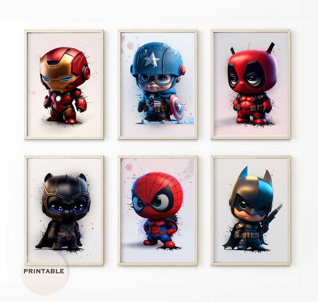 6 Baby Super Hero Posters, Superheroes Wall Art, Watercolour Nursery ...