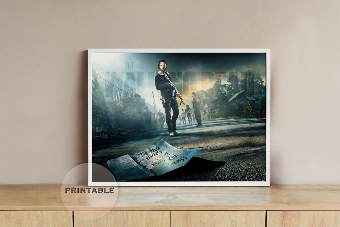 The Walking Dead Poster, Rick Grimes and Crew Fanart, Twd Wall Decor ...