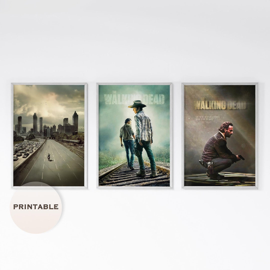 3 the Walking Dead Posters, Rick Grimes Fanart, TWD Wall Decoration ...