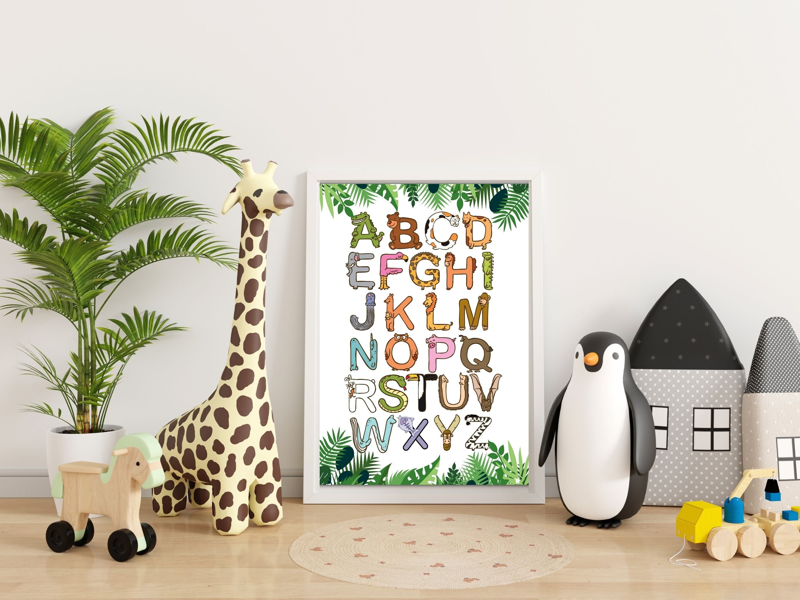 Animal Alphabet Wall Art for Kids, Printable Alphabet Poster, Animal ...