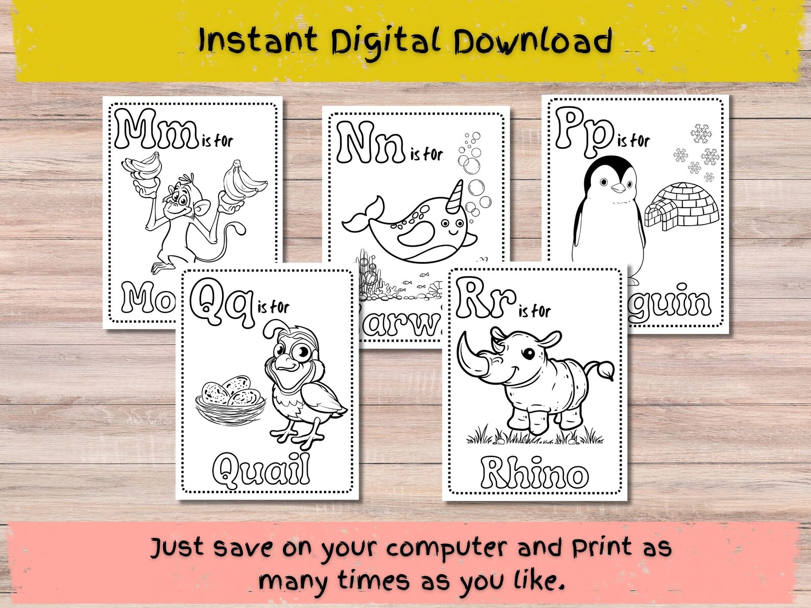 Animal Alphabet Coloring Pages A-Z: Preschool Printable (digital ...