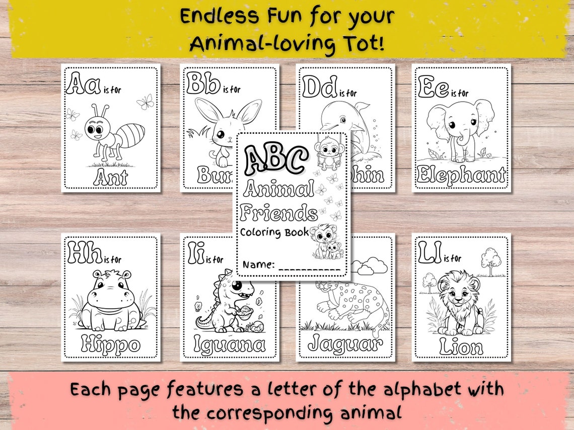 Animal Alphabet Coloring Pages A-Z: Preschool Printable (digital ...