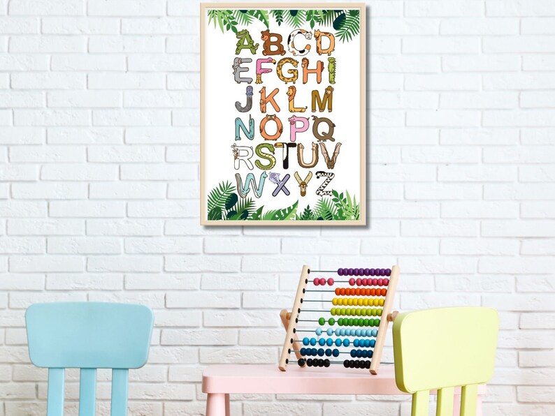 Animal Alphabet Nursery Art: Safari ABC Educational Poster (digital ...