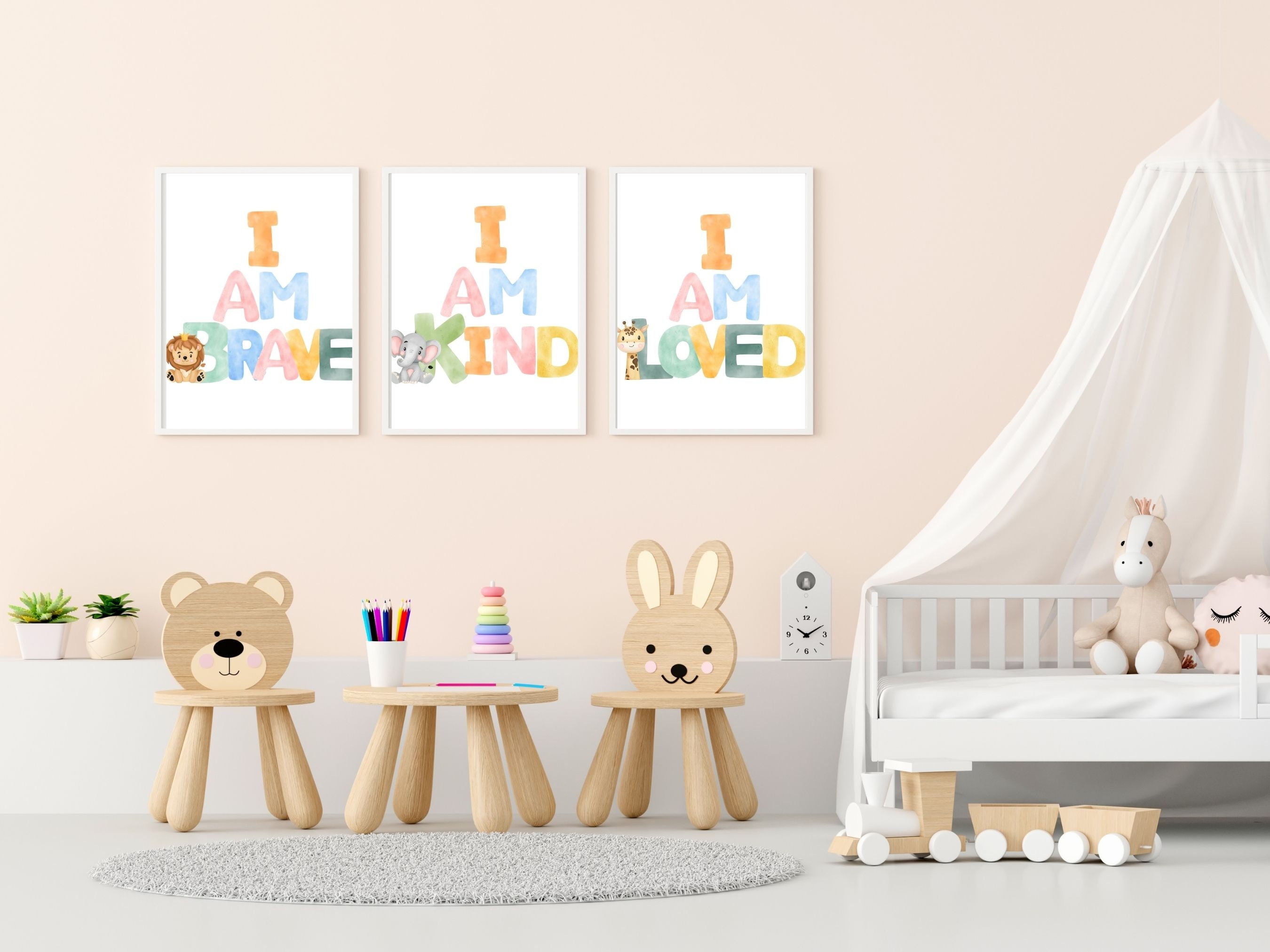 Watercolor Animal Affirmation Posters: Set of 3 Nursery Prints (digital ...