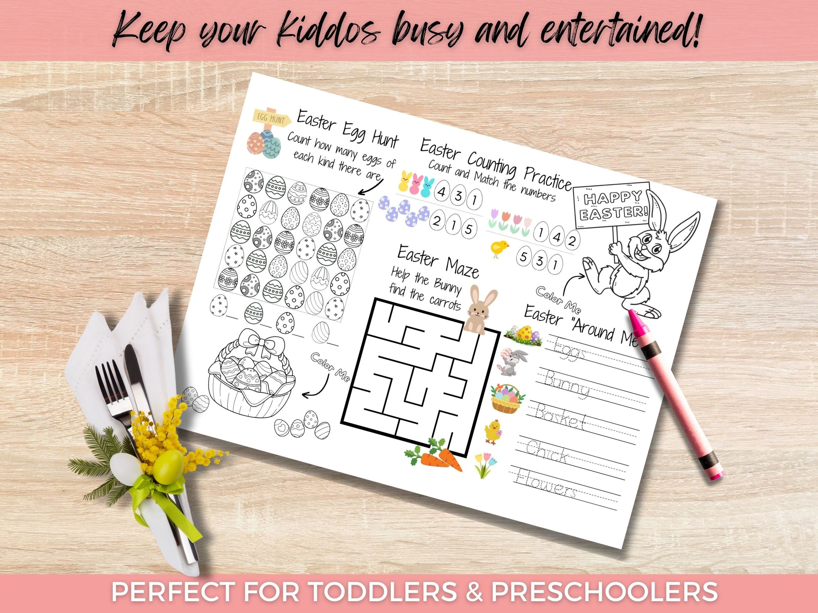 Easter Placemat for Kids, Printable Easter Activity Placemat, Easter ...