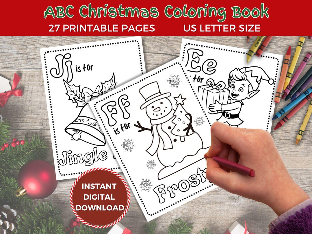 Christmas ABC Coloring Book: 27 Printable Activity Pages (digital ...