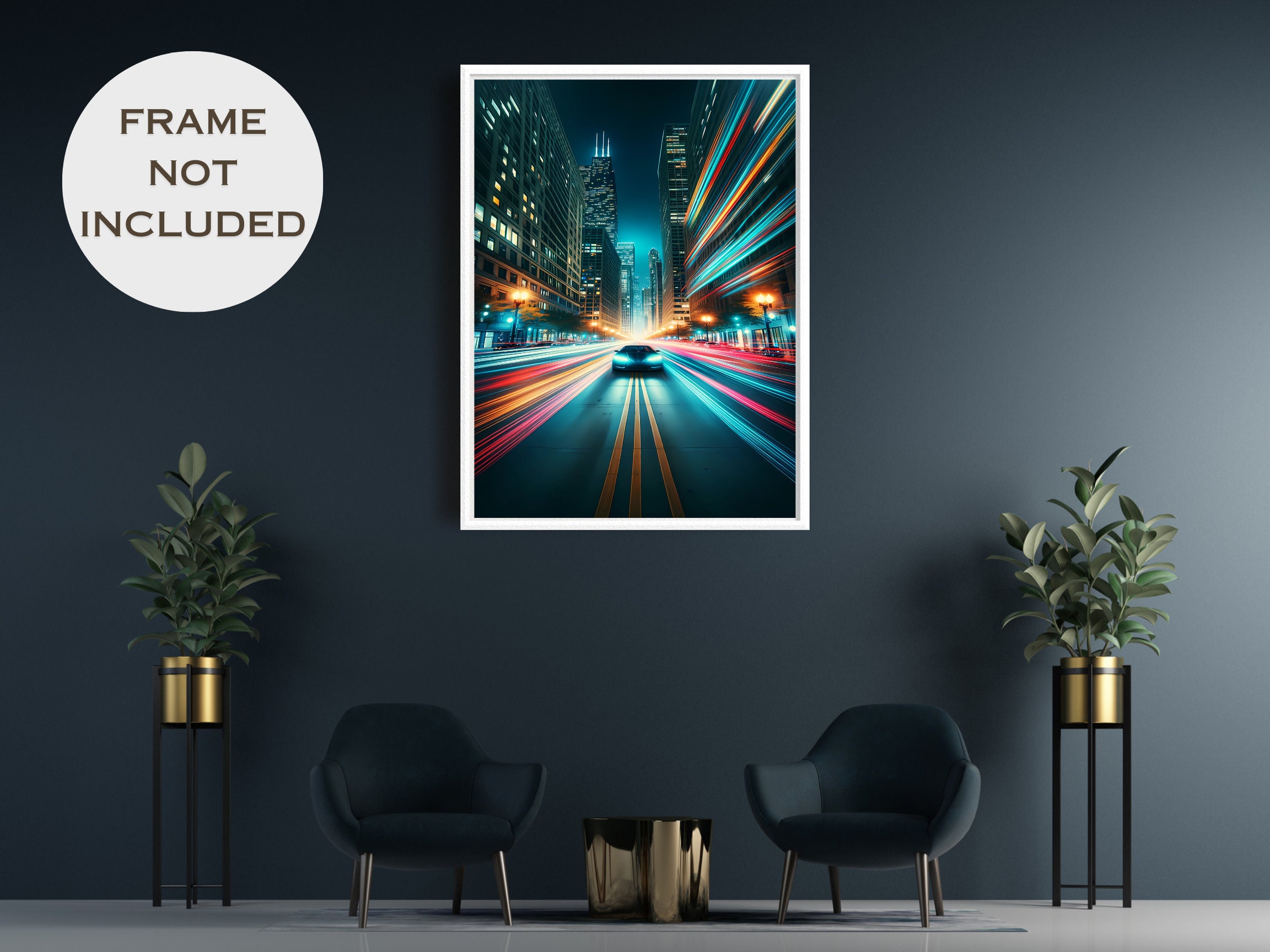 Urban Velocity: Chicago Nightlife Premium Matte Vertical Poster ...