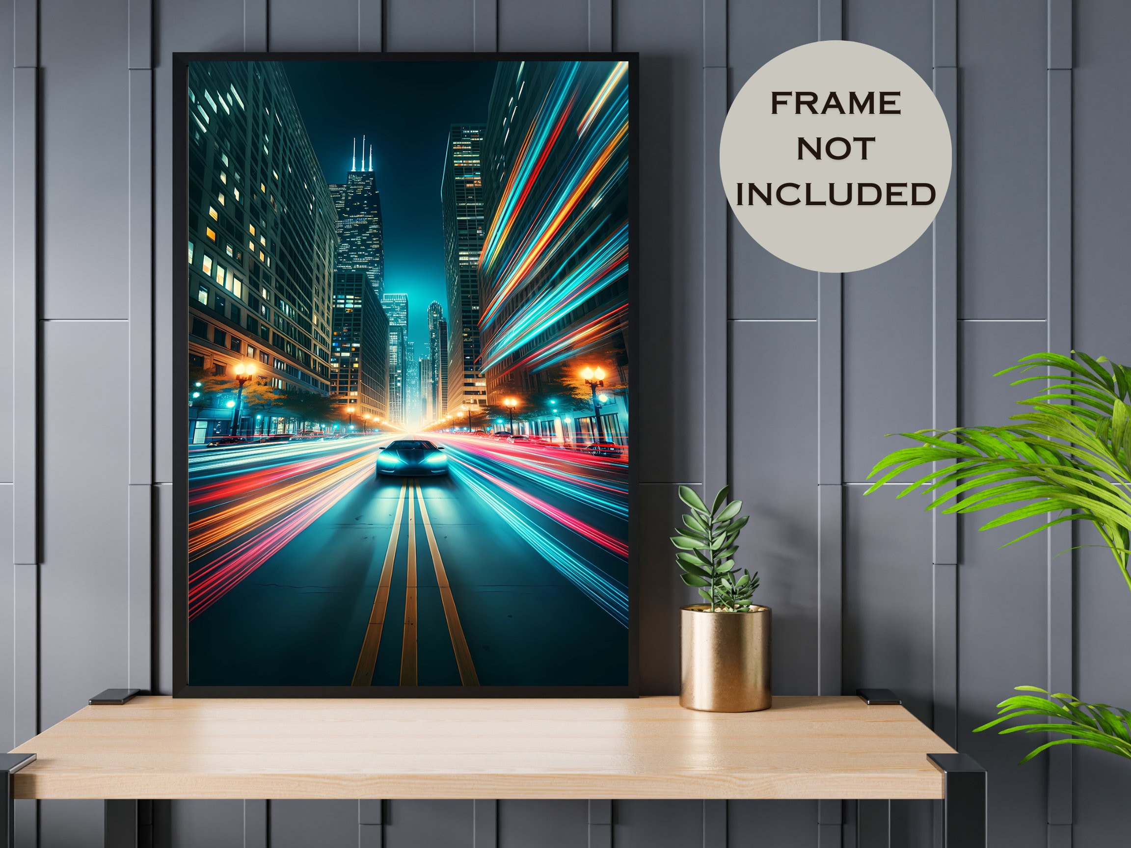 Urban Velocity: Chicago Nightlife Premium Matte Vertical Poster ...
