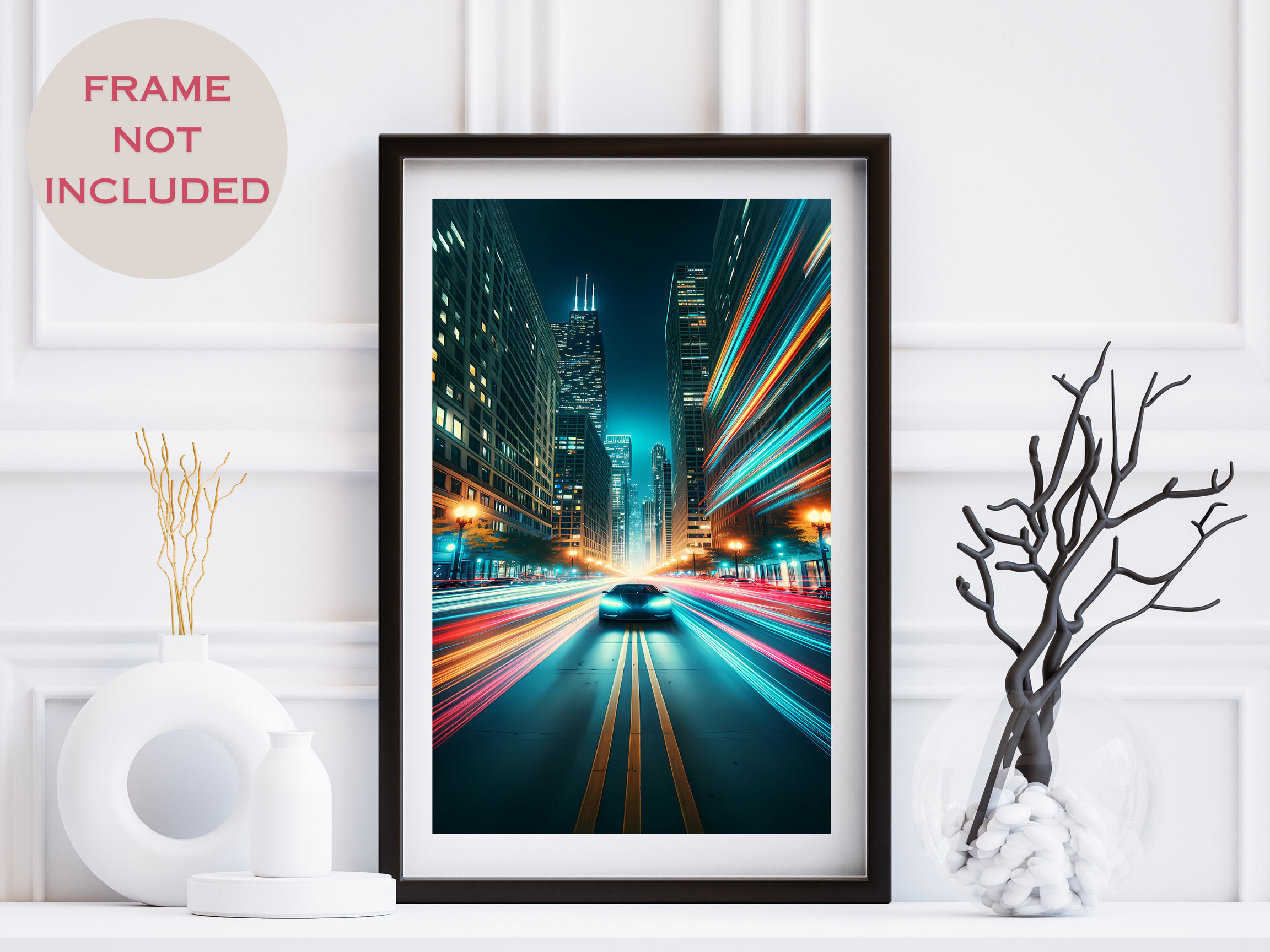 Urban Velocity: Chicago Nightlife Premium Matte Vertical Poster ...