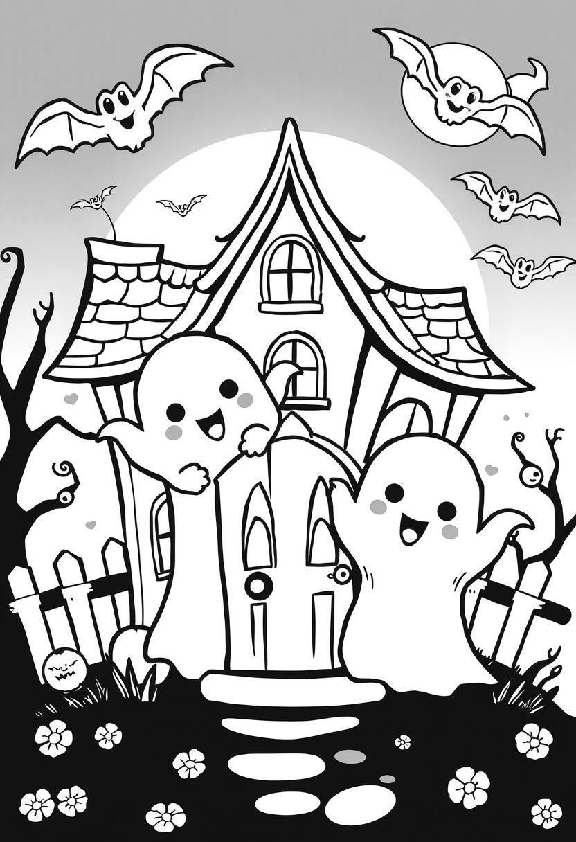 Kawaii Halloween Ghost Coloring Book for Kids | 16 Adorable Ghost ...