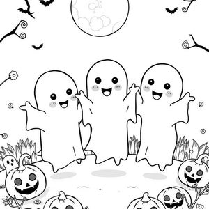 Kawaii Halloween Ghost Coloring Book for Kids | 16 Adorable Ghost ...