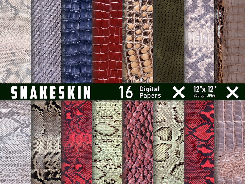 Snake Skin Digital Paper Pack – Snake Skin Scrapbooking – Digital ...