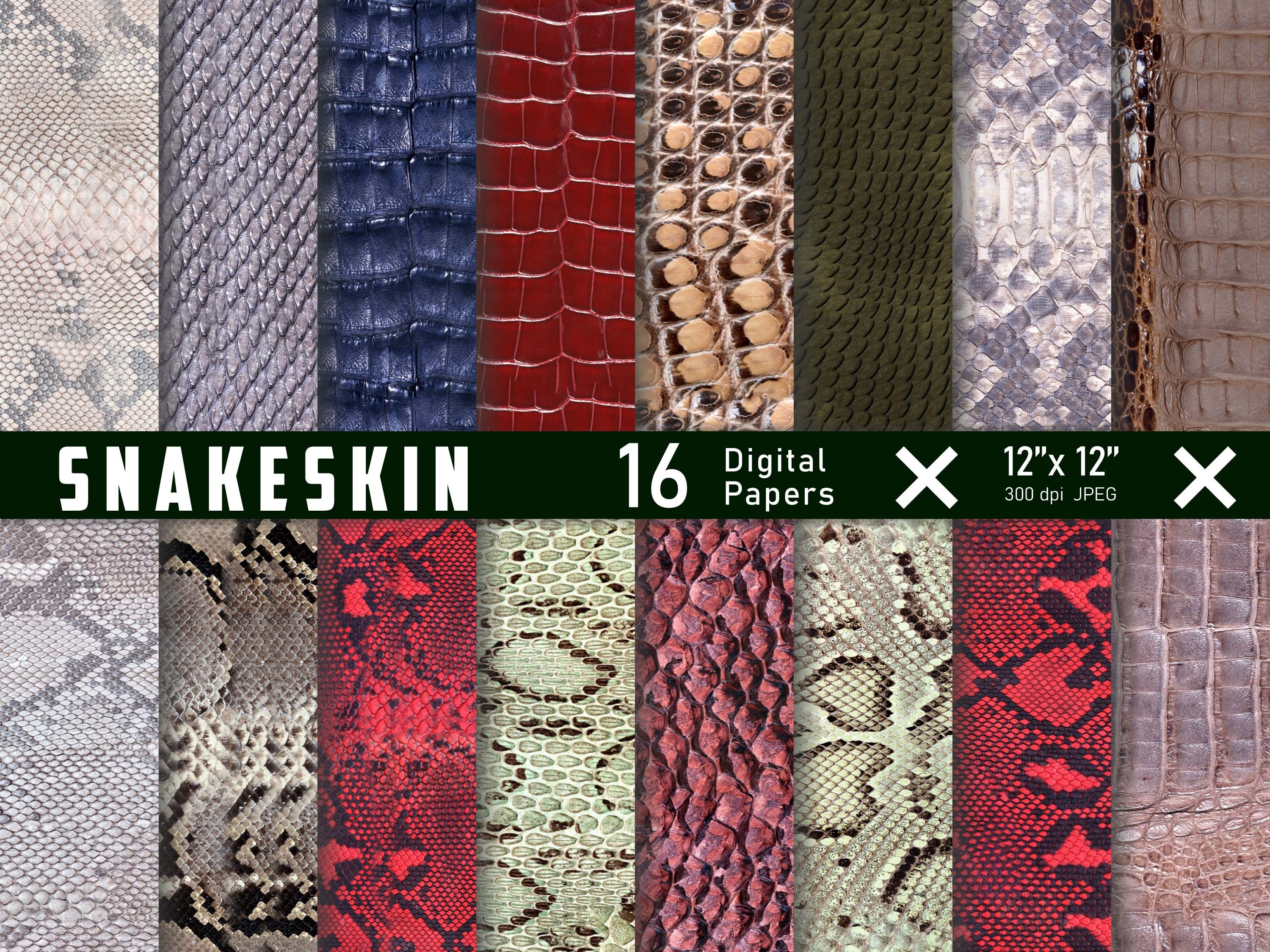 Snake Skin Digital Paper Pack – Snake Skin Scrapbooking – Digital ...