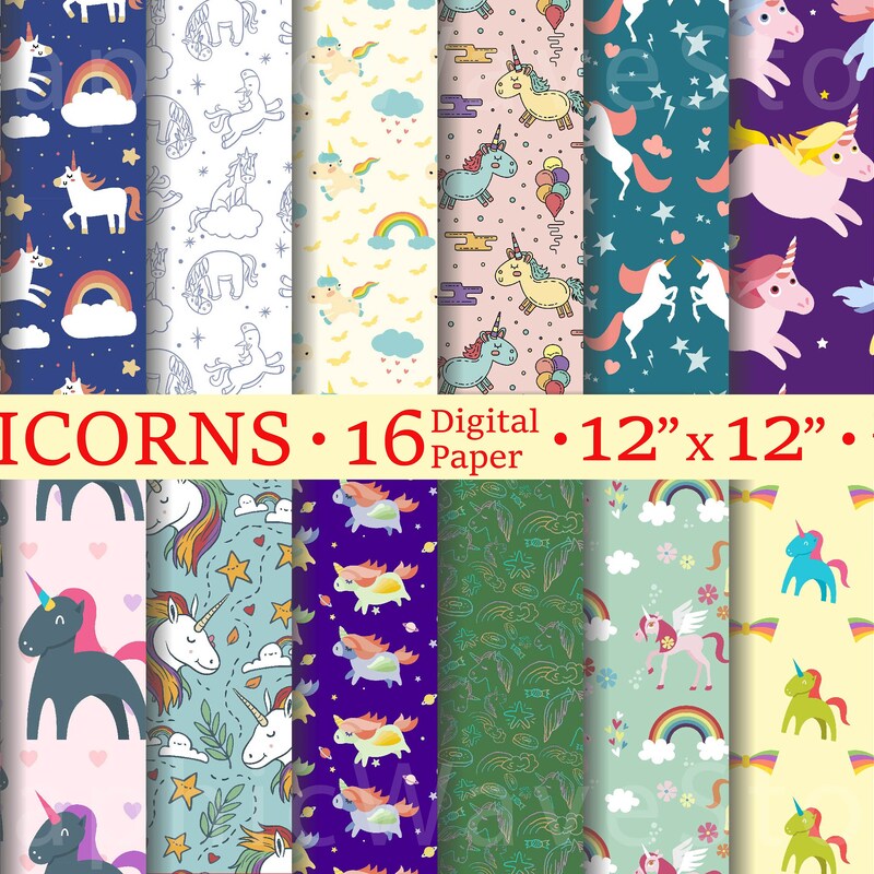 Unicorn Digital Paper - Etsy