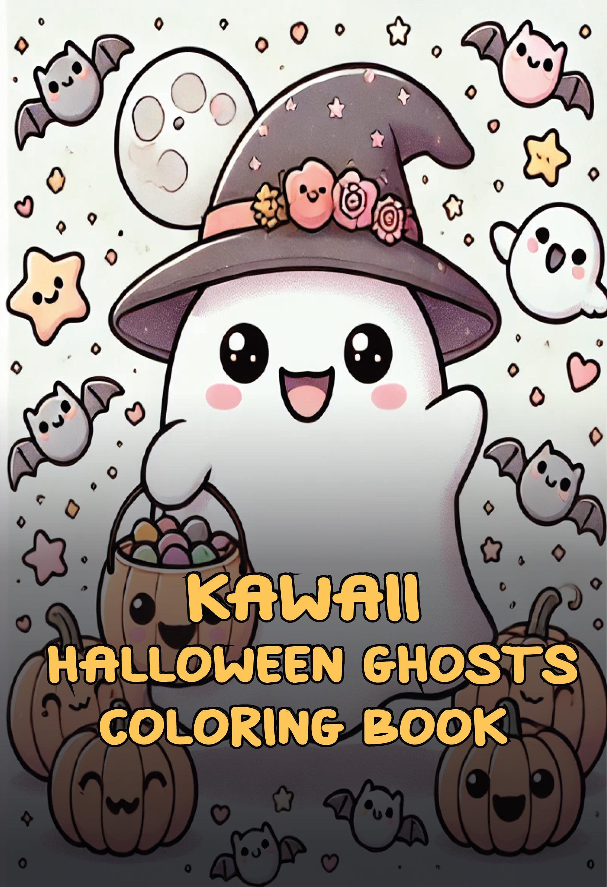 Kawaii Halloween Ghost Coloring Book for Kids | 16 Adorable Ghost ...