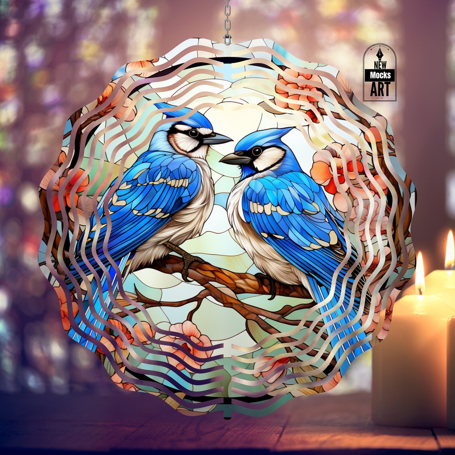 Blue Jay Wind Spinner PNG Stained Glass 2 Blue Jay Birds PNG Garden ...