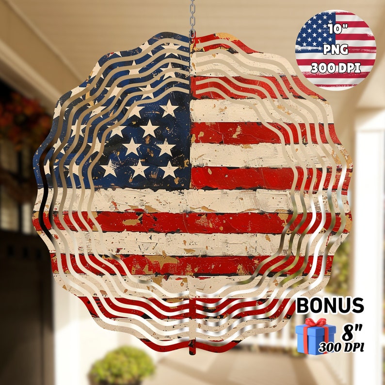 Patriotic American Flag Wind Spinner 4th of July Decorations Garden ...