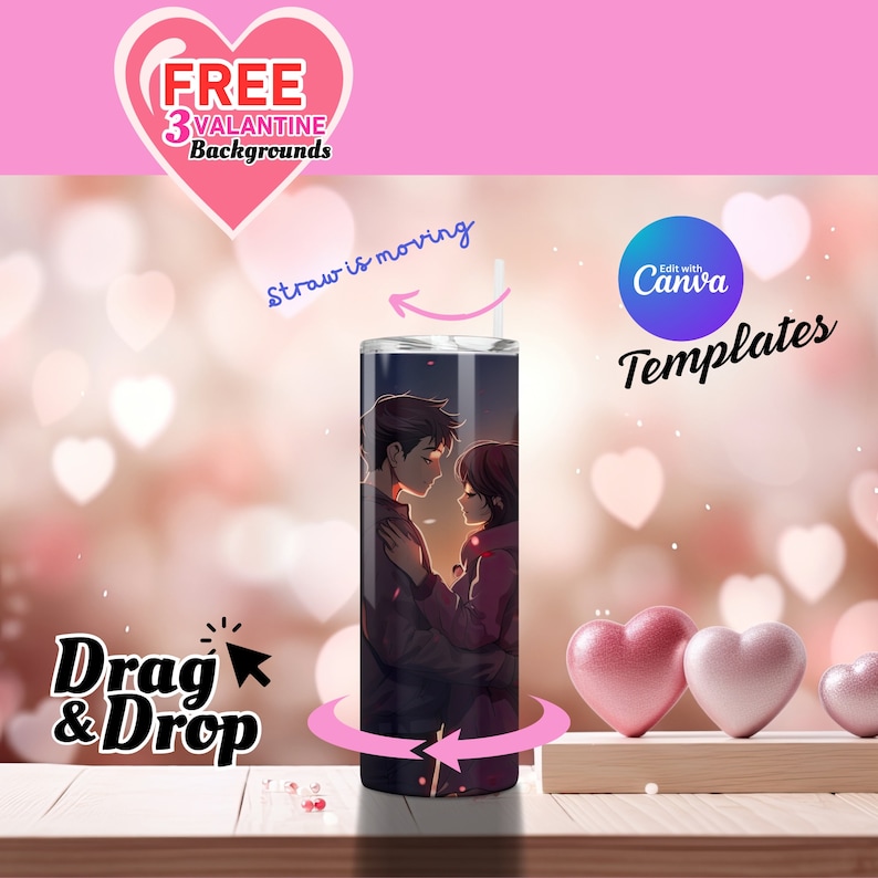 Rotating 20 Oz Tumbler Mockup Canva Animated Drag and Drop Tumbler ...