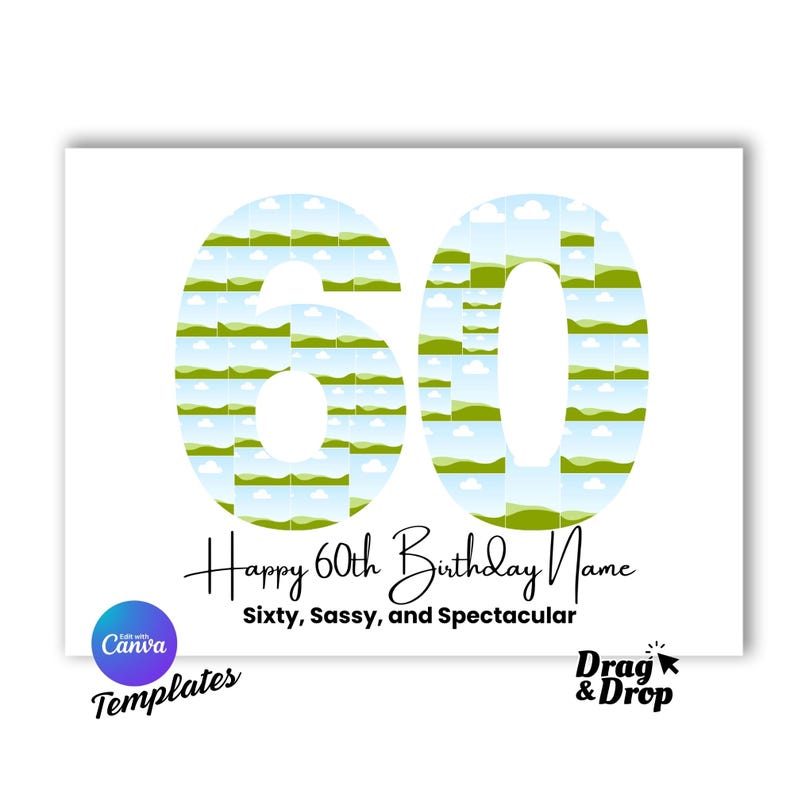60th Birthday Photo Collage Template Personalized 60th Birthdays Gift ...