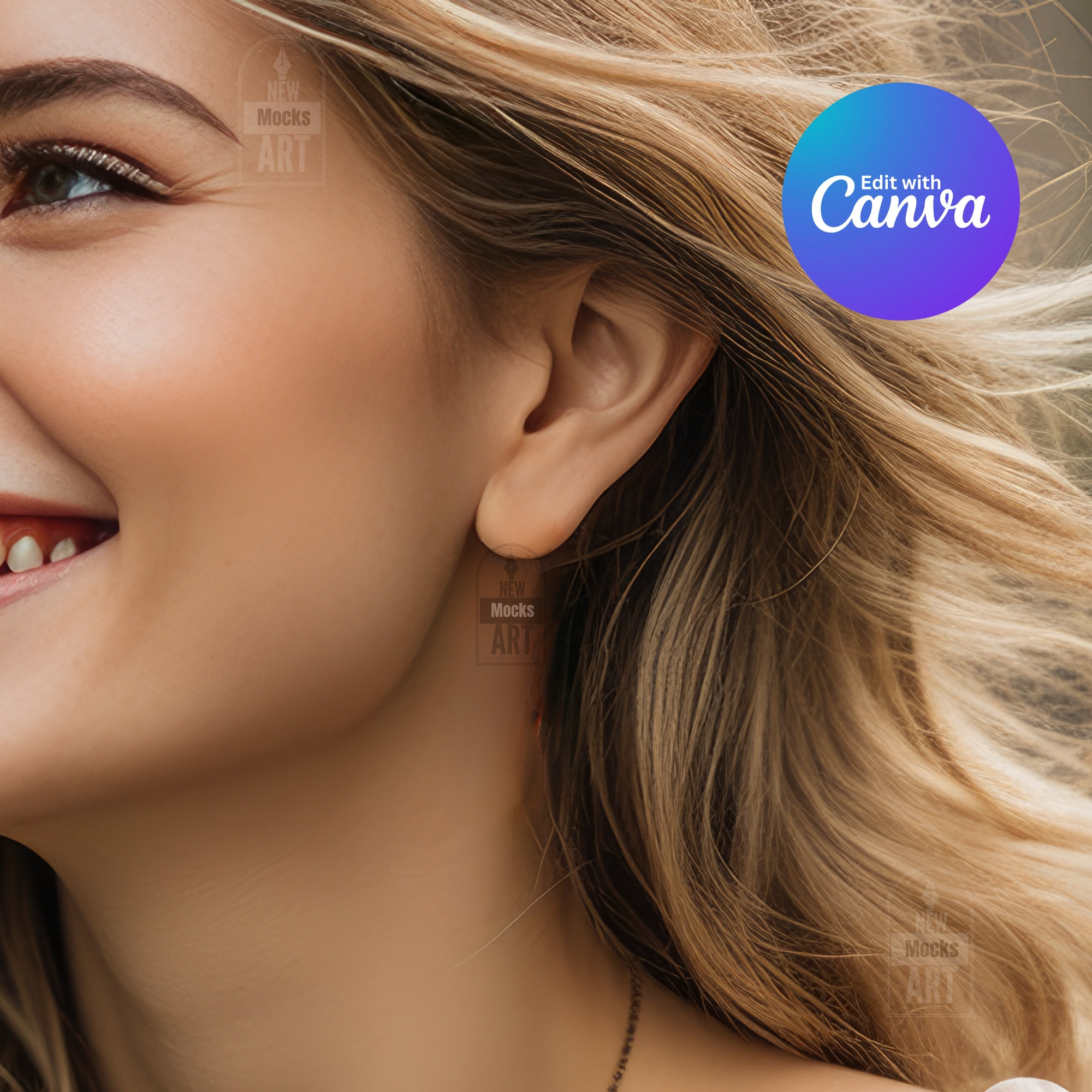 Pretty White Female Model Mockup, Jewelry Shop Models, Earring Shop ...