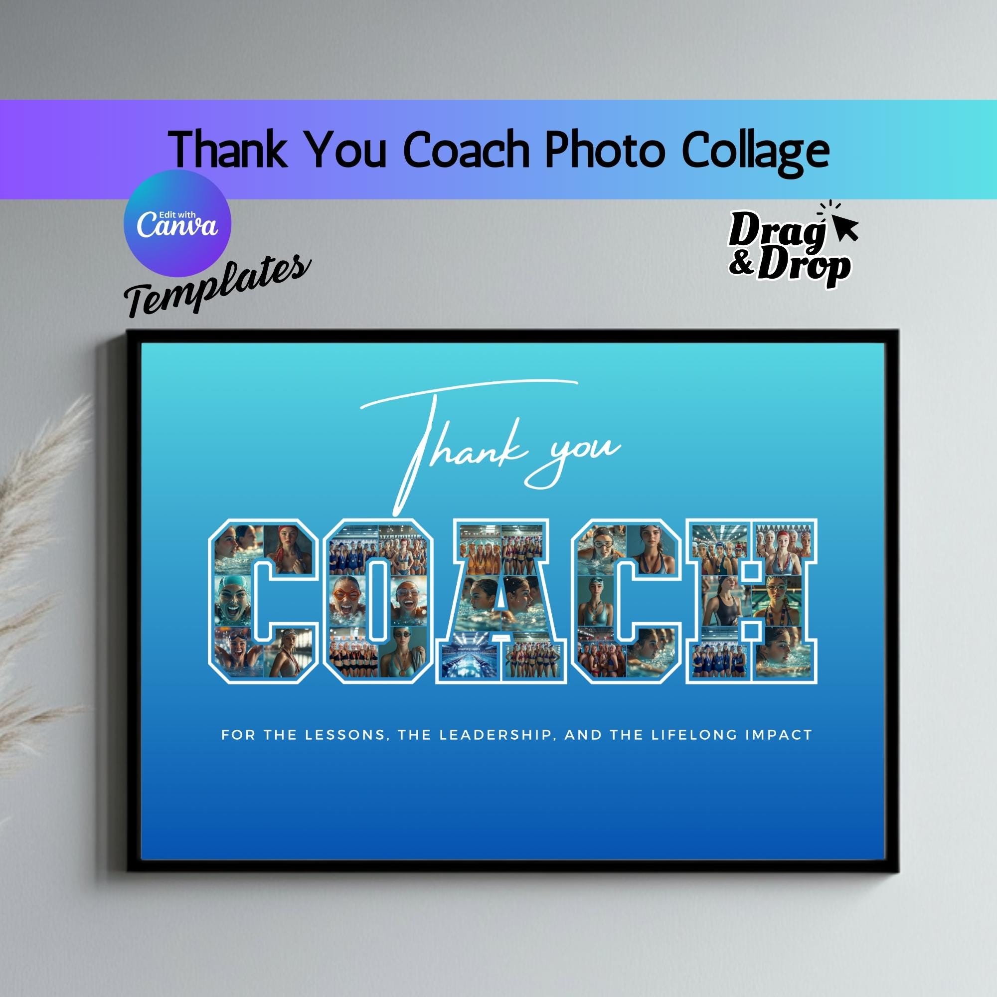 Coach Photo Collage Personalized Coach Gift, Custom Sports Photo Frame ...