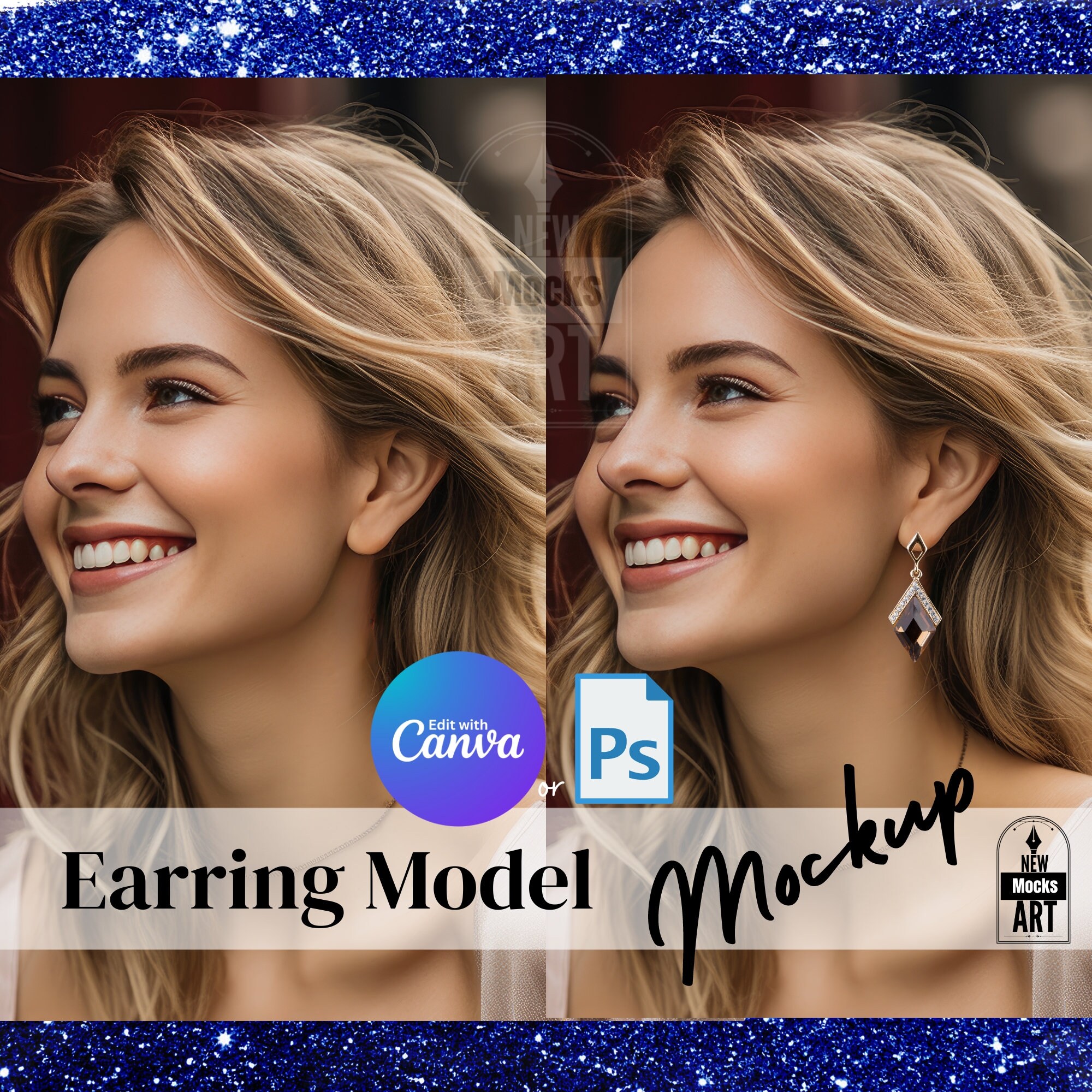 Pretty White Female Model Mockup, Jewelry Shop Models, Earring Shop ...