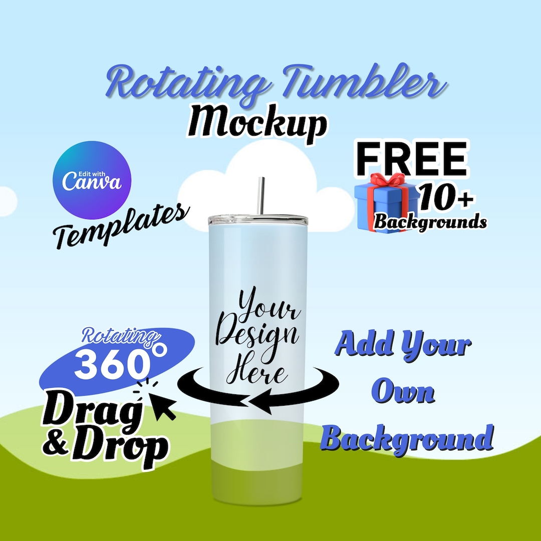 Spinning Tumbler Canva Mockup Template 20oz Mock up Rotating Tumbler ...