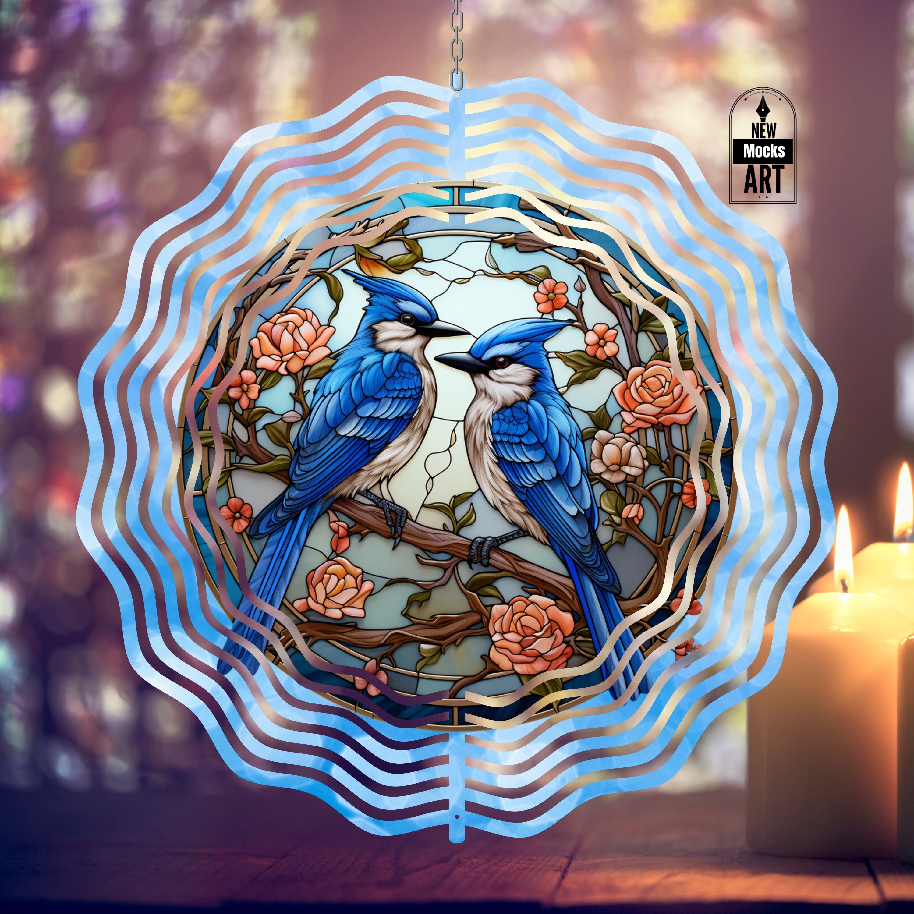 Blue Jay Wind Spinner PNG Stained Glass 2 Blue Jay Birds PNG Garden ...