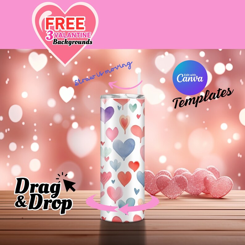 Rotating 20 Oz Tumbler Mockup Canva Animated Drag and Drop Tumbler ...