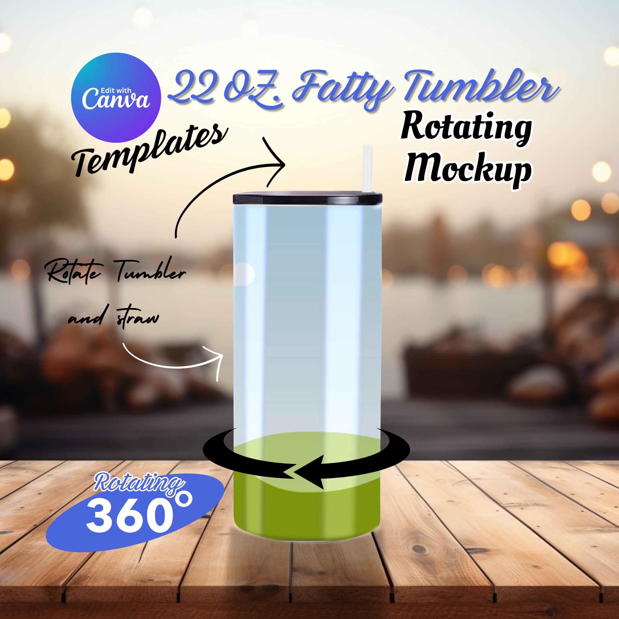 22 OZ Fatty Tumbler Rotating Mockup, Spinning Tumbler Canva Template ...