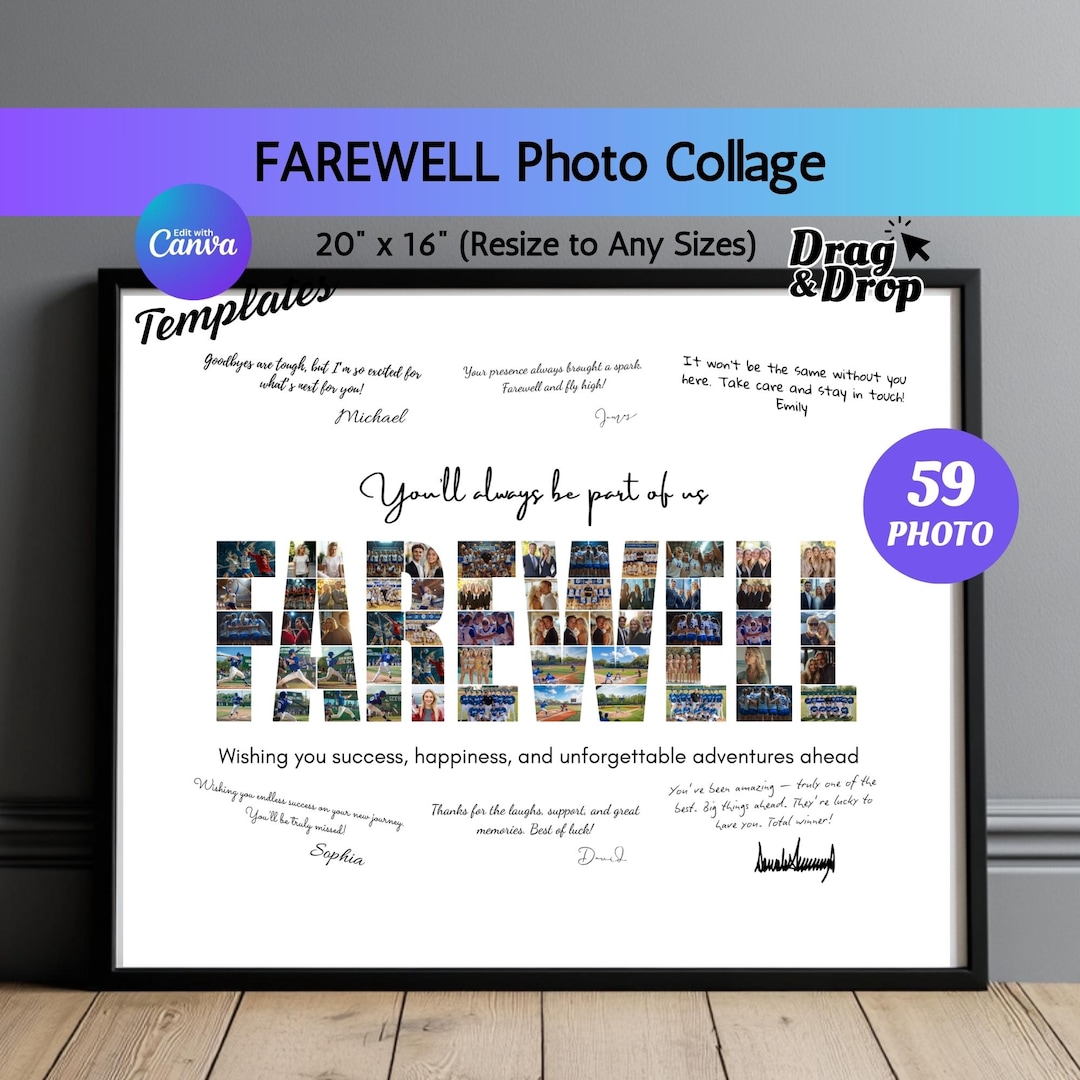 Farewell Photo Collage Personalized DIY Goodbye Gift Canva Template ...