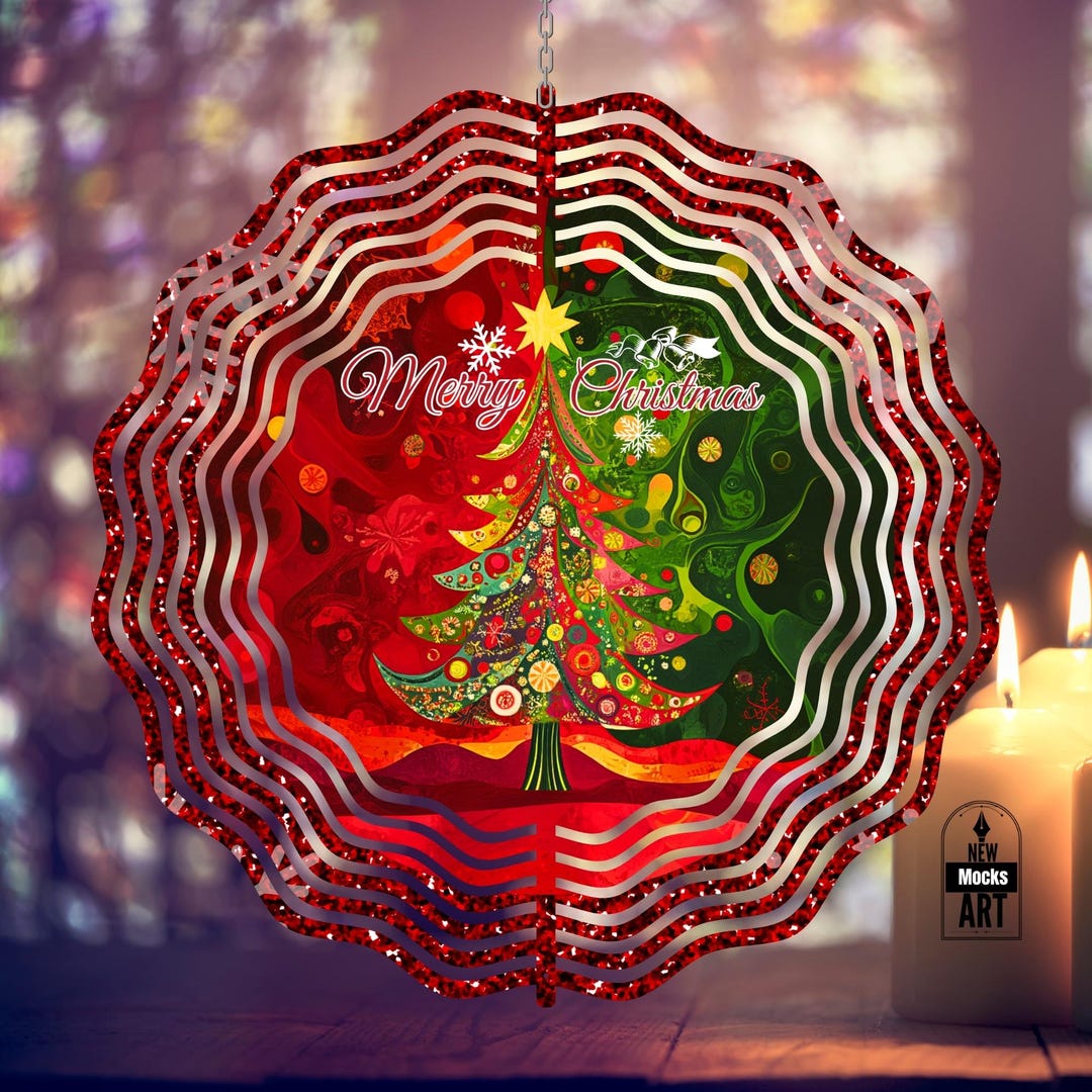Merry Christmas Wind Spinner PNG, Holly Jolly Spinner, Whimsical ...