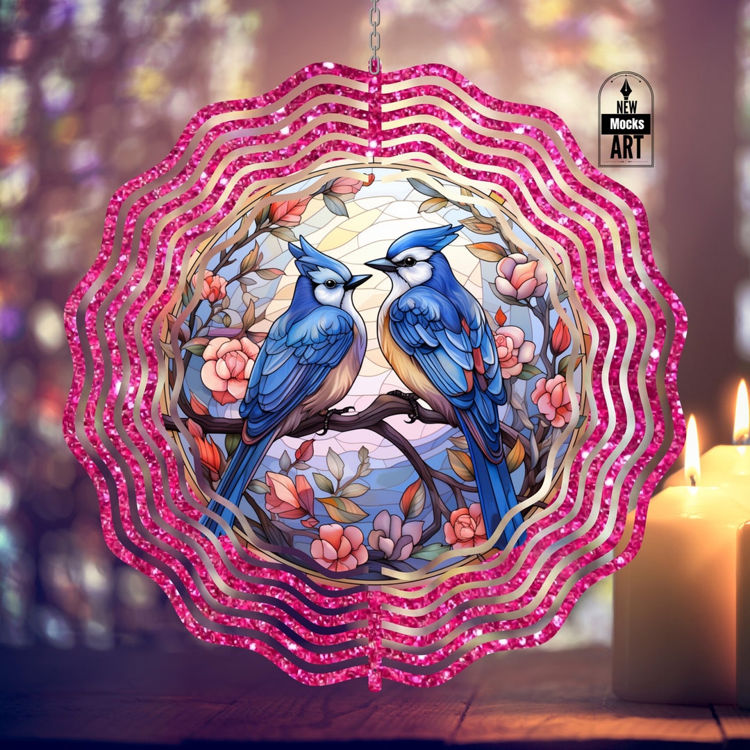 Blue Jay Wind Spinner PNG Stained Glass 2 Blue Jay Birds PNG Garden ...