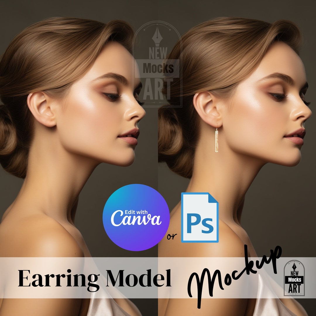 Earring Mockup Model Jewelry Mockup Female Models Earring Mockups ...