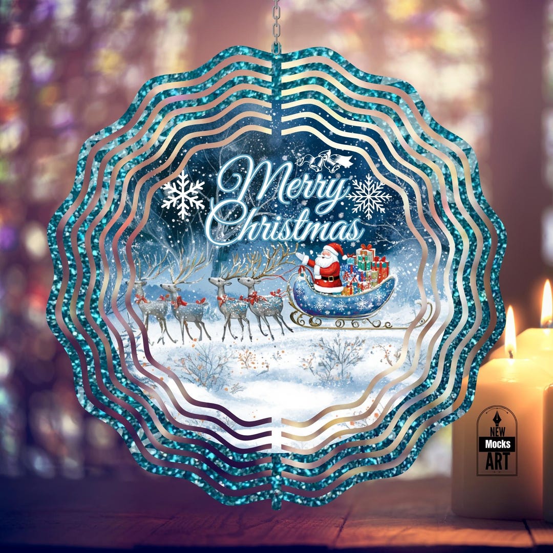 Merry Christmas Wind Spinner PNG Santa Claus Garden Spinner Blue ...