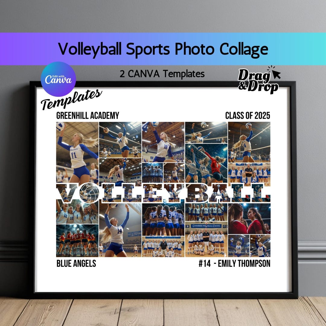 Volleyball Photo Collage Canva Template Sports Poster Volleyball ...