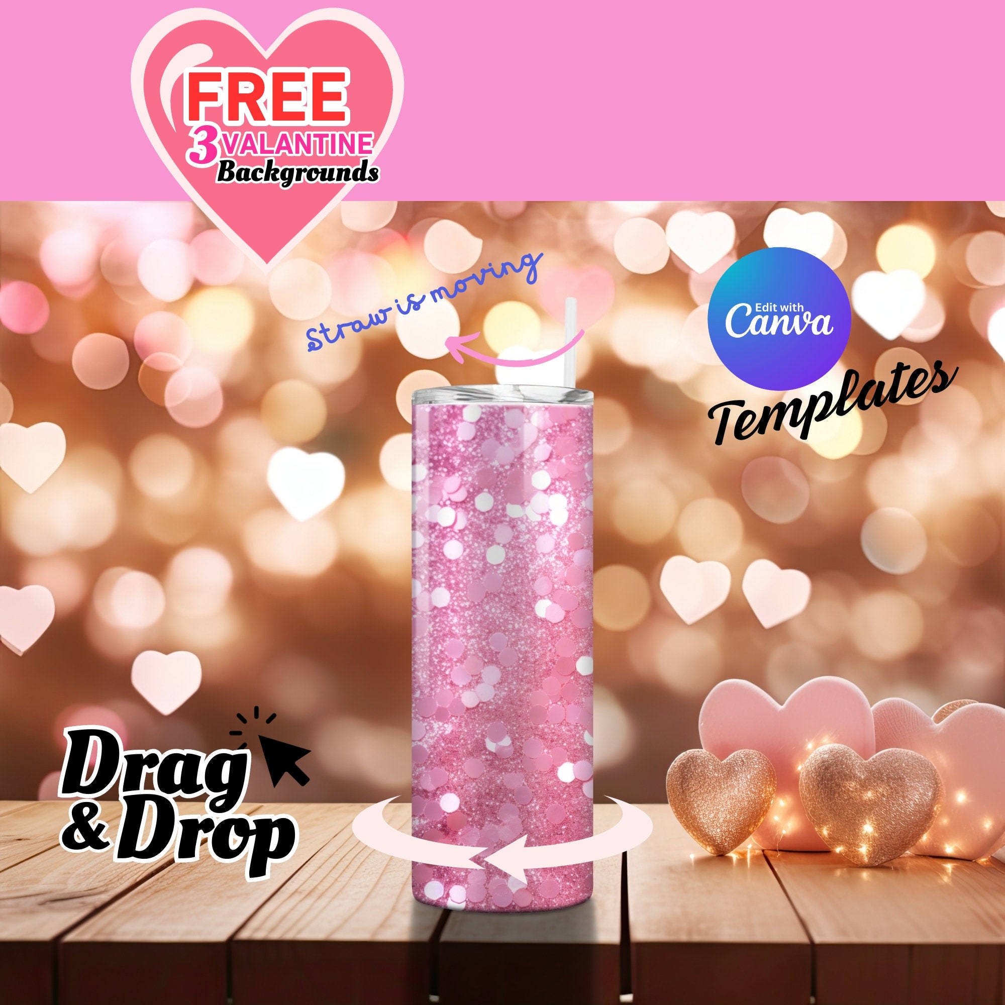 Rotating 20 Oz Tumbler Mockup Canva Animated Drag and Drop Tumbler ...