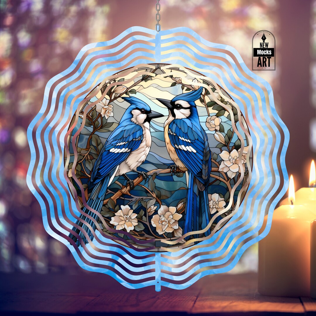 Blue Jay Wind Spinner PNG Stained Glass 2 Blue Jay Birds PNG Garden ...