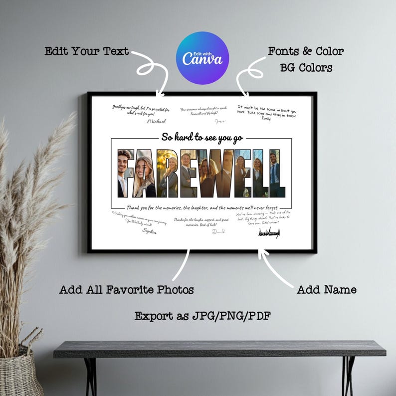 Editable Farewell Photo Collage Template Personalized Goodbye Gift ...
