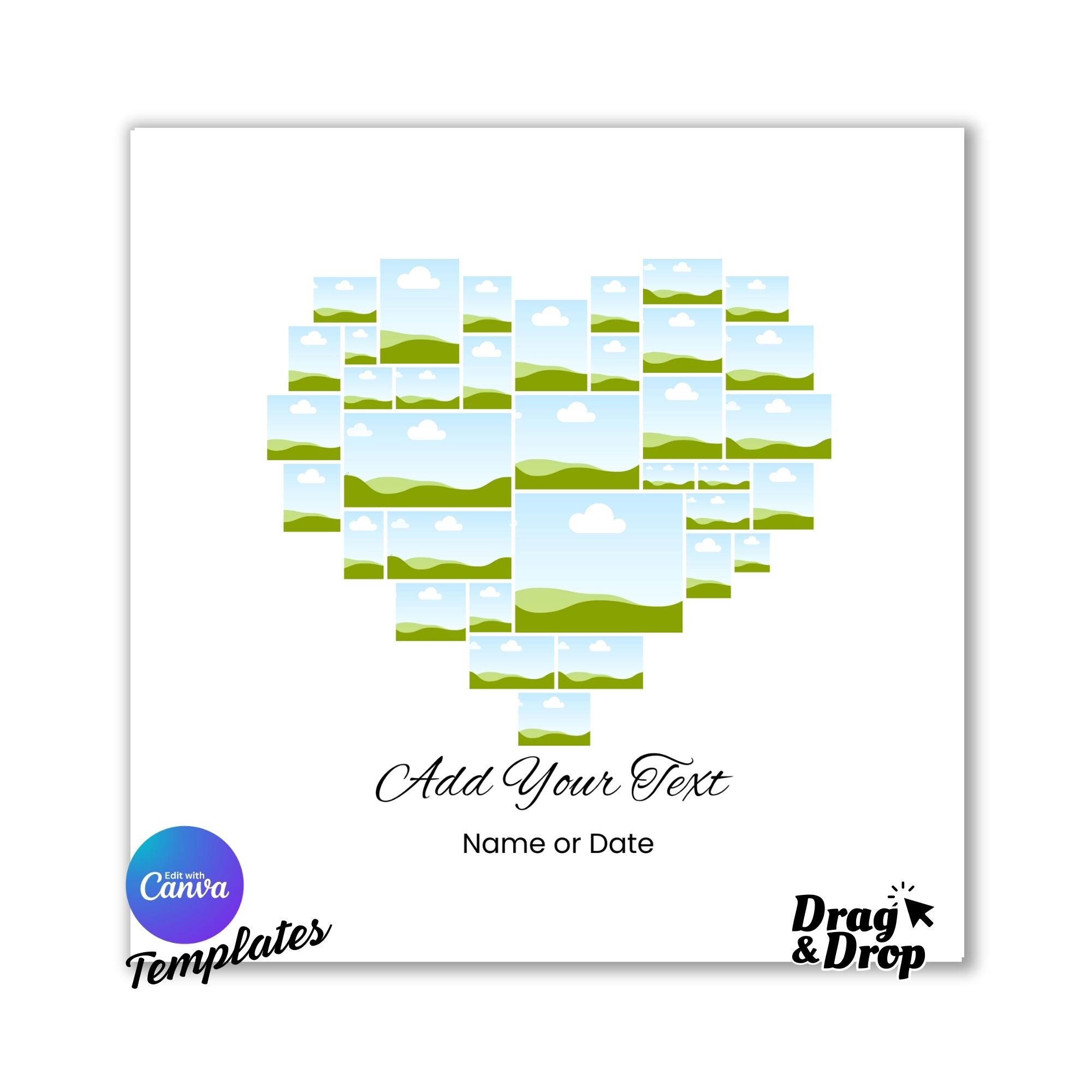 Valentine Heart Photo Collage Poster Heart Shape Personalized Valentine ...