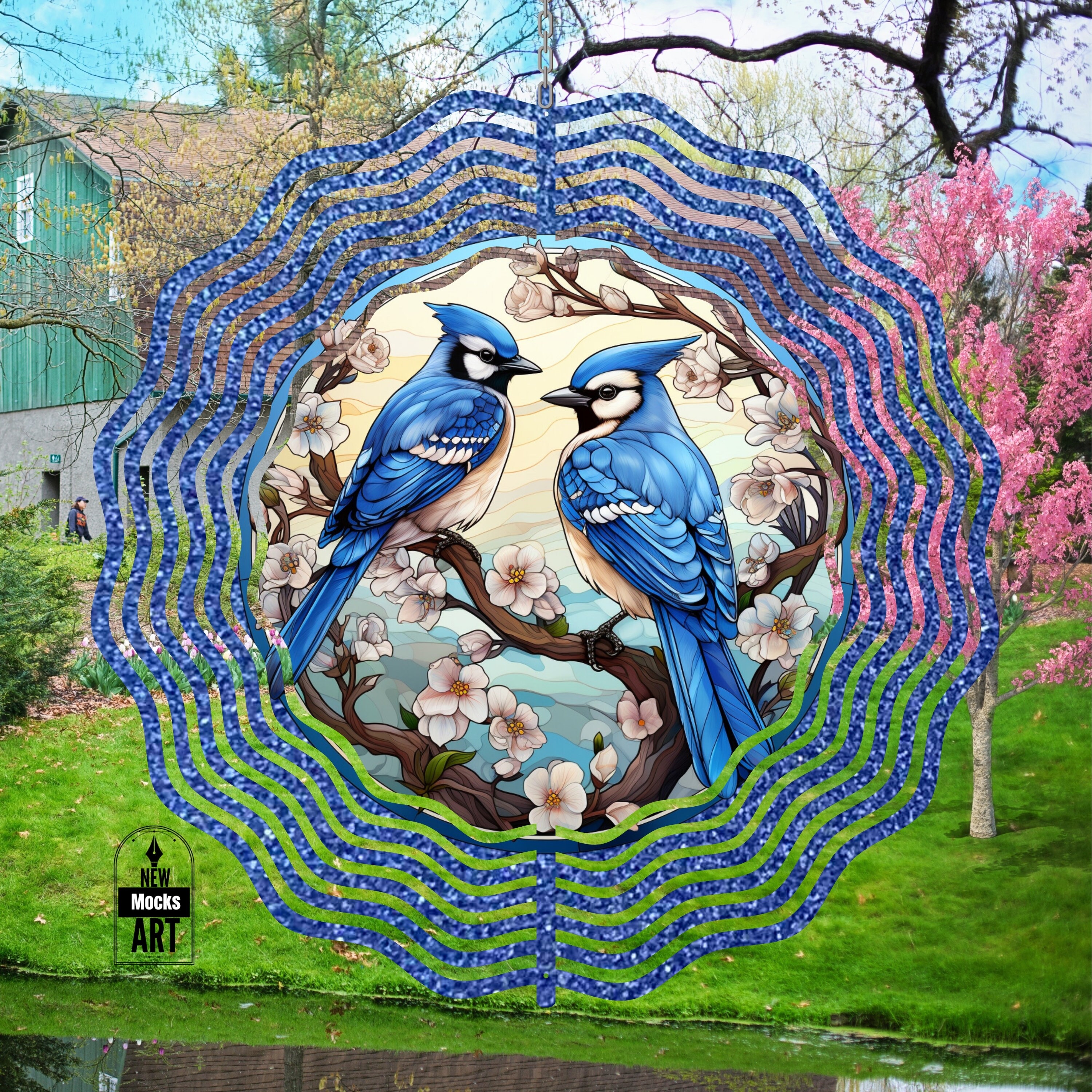 Blue Jay Wind Spinner PNG Stained Glass 2 Blue Jay Birds PNG Garden ...