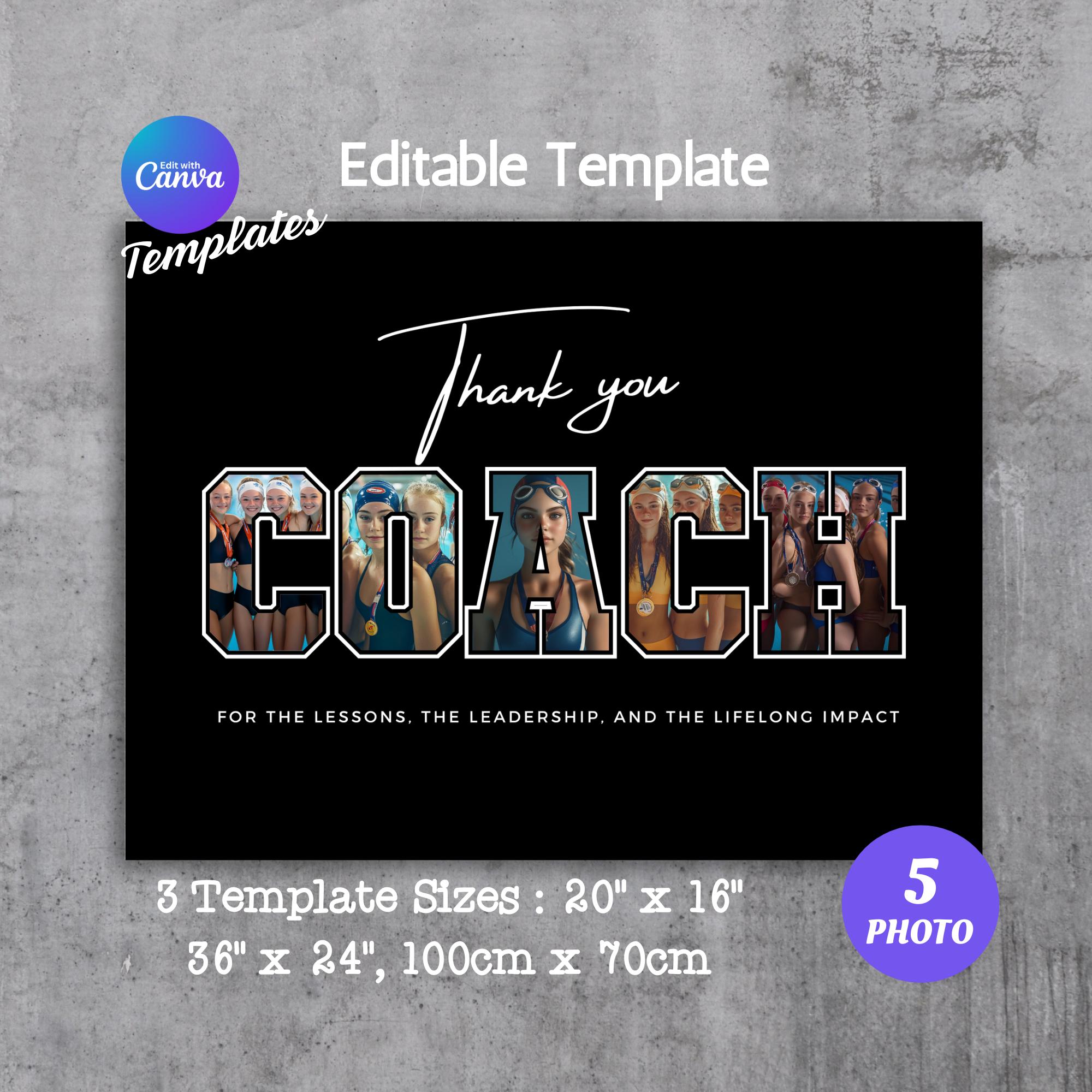 Coach Photo Collage Personalized Coach Gift, Custom Sports Photo Frame ...