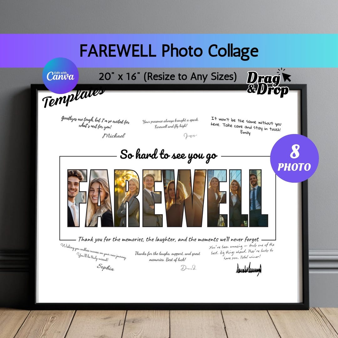 Editable Farewell Photo Collage Template Personalized Goodbye Gift ...