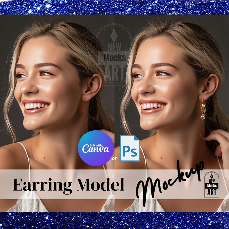Earring Mockup Model Jewelry Mockup Female Models Earring Mockups ...