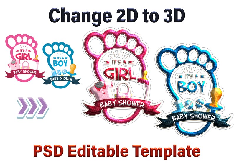 Change 2D to 3D, PSD Editable Template, It's Very Easy, High Resolution ...