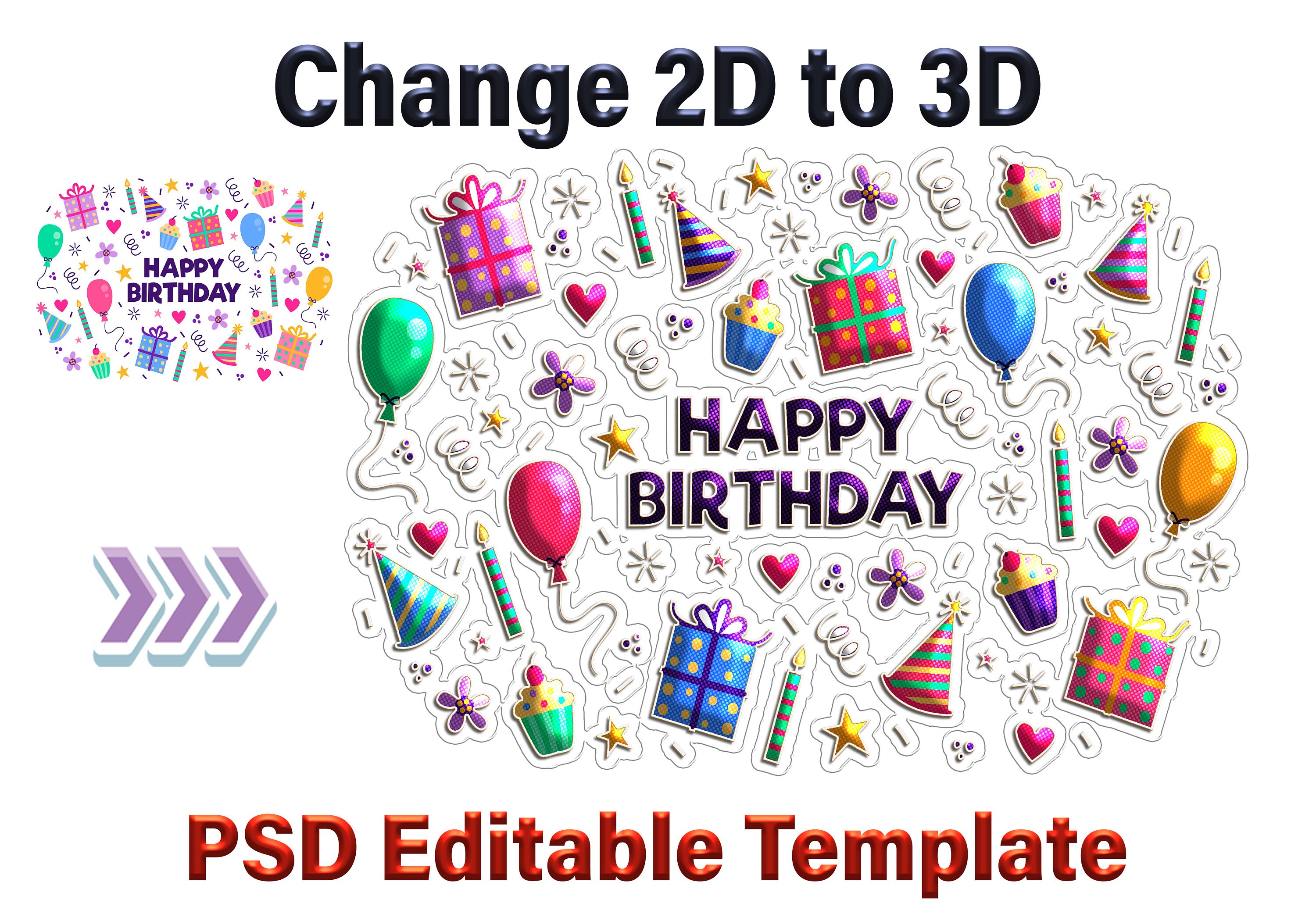 Change 2D to 3D, PSD Editable Template, It's Very Easy, High Resolution ...