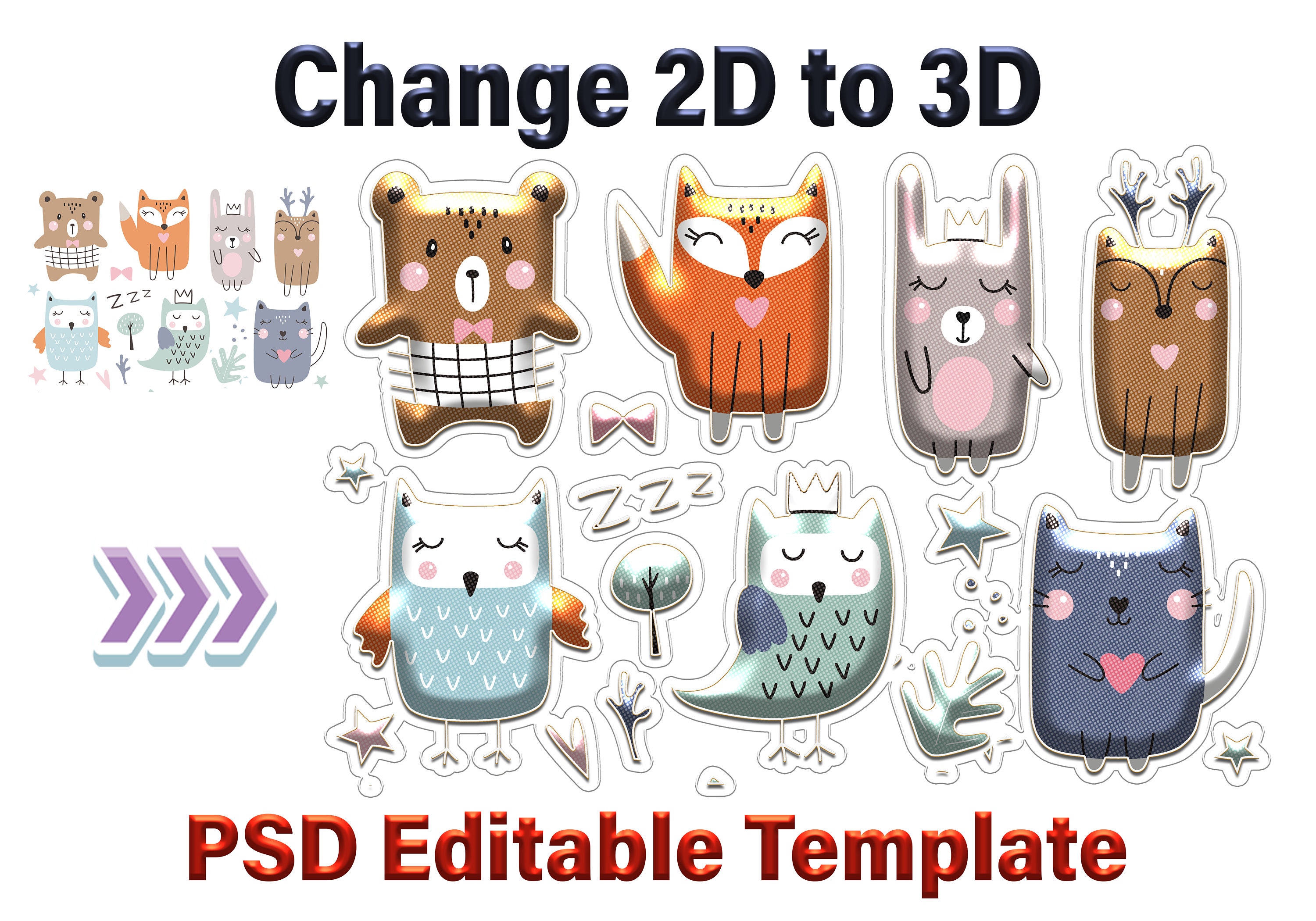 Change 2D to 3D, PSD Editable Template, It's Very Easy, High Resolution ...