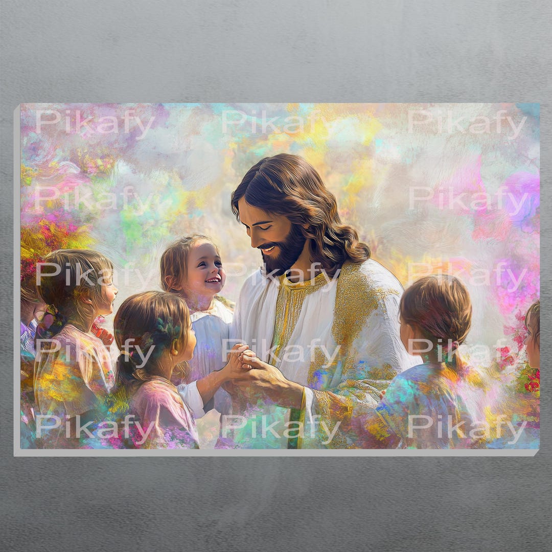 Personalized Jesus Canvas Art, Jesus Love Children, Modern Christian ...