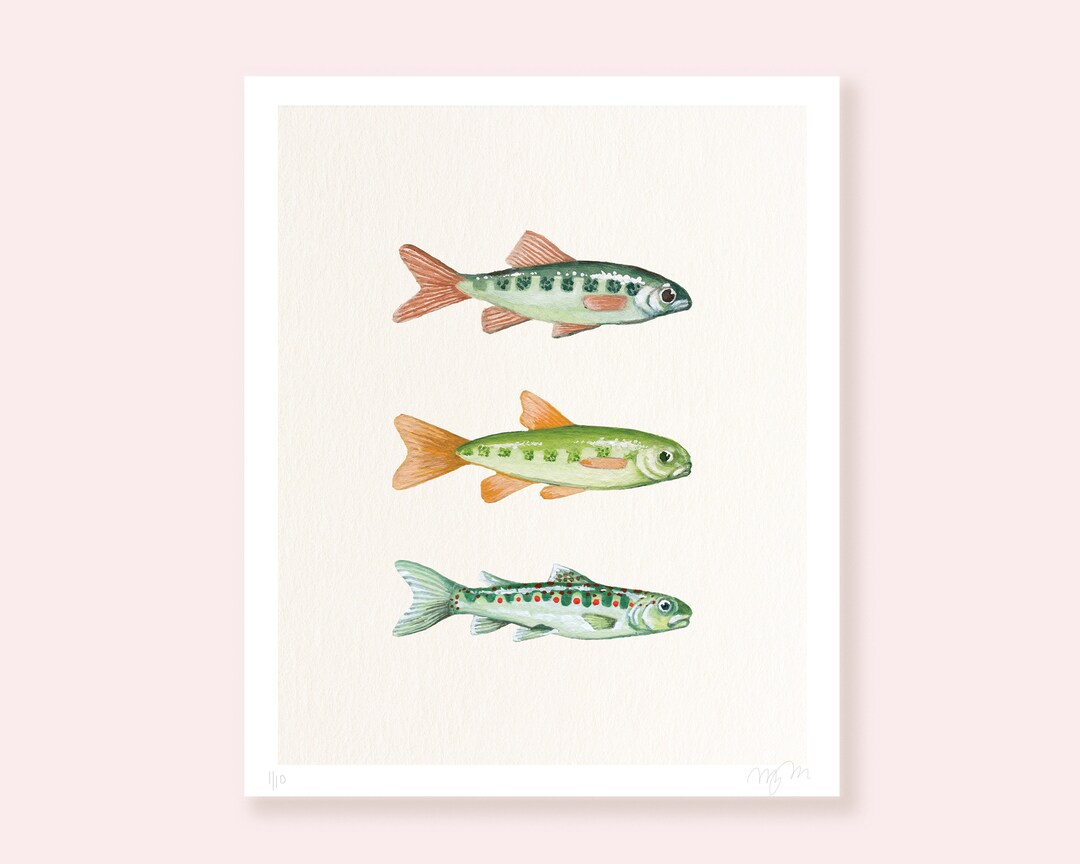 Atlantic Salmon Parr & Minnow Fish Limited Edition Print - Etsy
